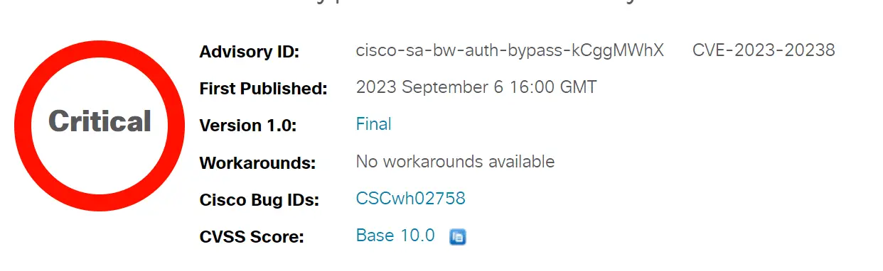 CVE-2023-20238 (CVSS score of 10): Cisco BroadWorks Authentication ... CVE-2023-20238 (CVSS score of 10): Cisco BroadWorks Authentication ...